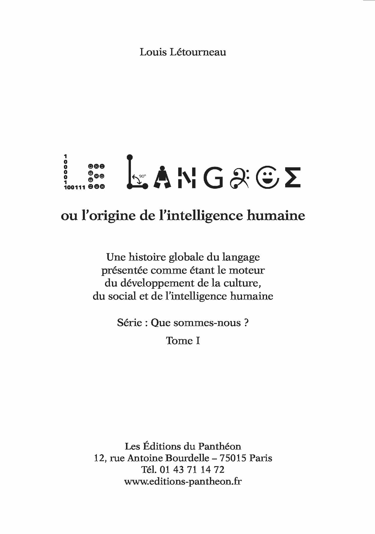 Louis Létourneau auteur | Le langage, sa grande invention